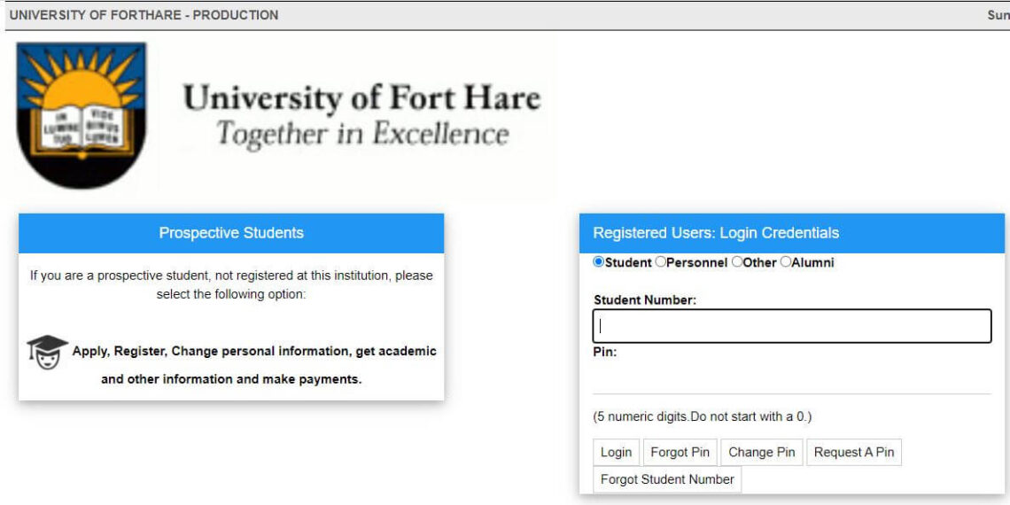 University of Fort Hare UFH Student Online login