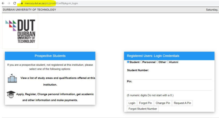 DUT Mercury: How to Login to DUT Mercury Self Help iEnabler