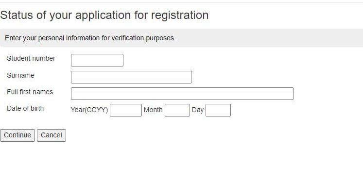 UNISA Registration Status